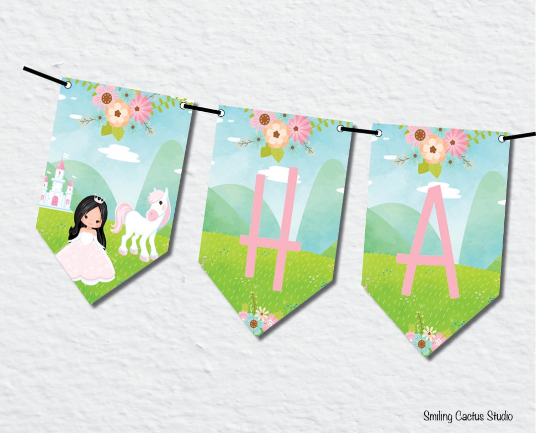 Princess Birthday Banner, Happy Birthday Banner INSTANT DOWNLOAD ...