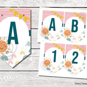 Boho Rainbow Banner Alphabet, Boho Baby Shower Banner Set, Printable ...