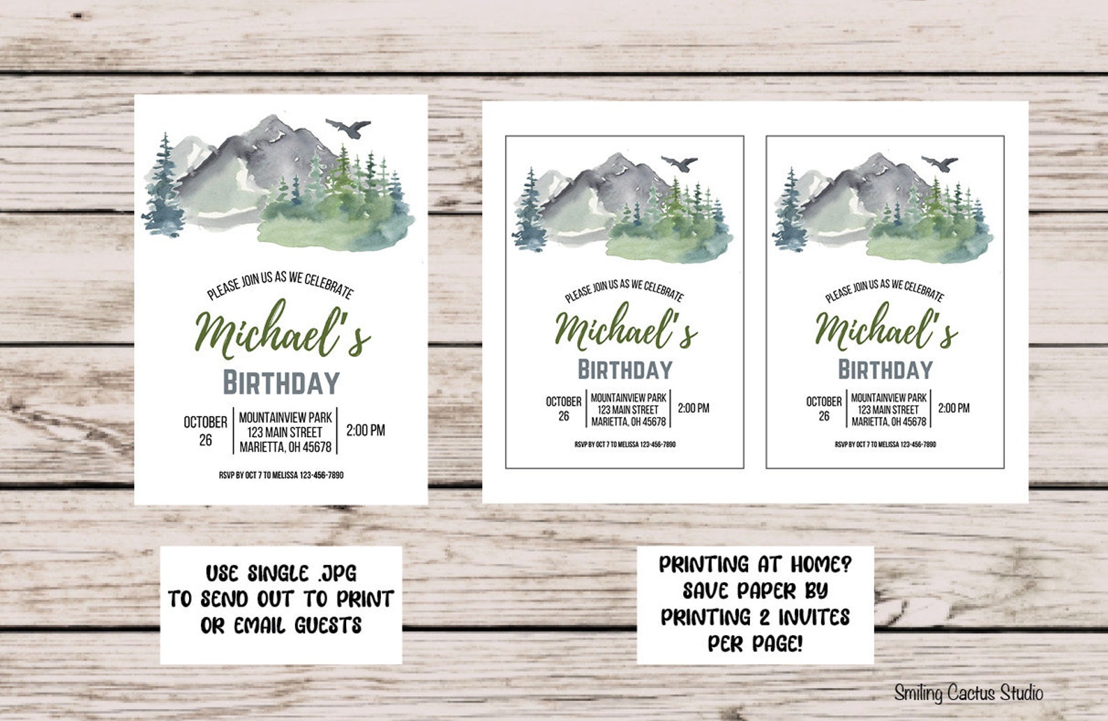 Mountain Birthday Invitation, Outdoors Birthday Invite, Editable ...