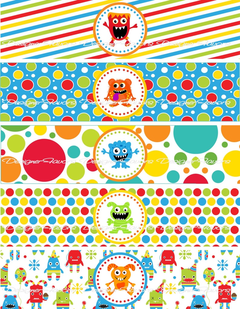 Monster Water Bottle Labels Monster Water Bottle Wrap Water | Etsy