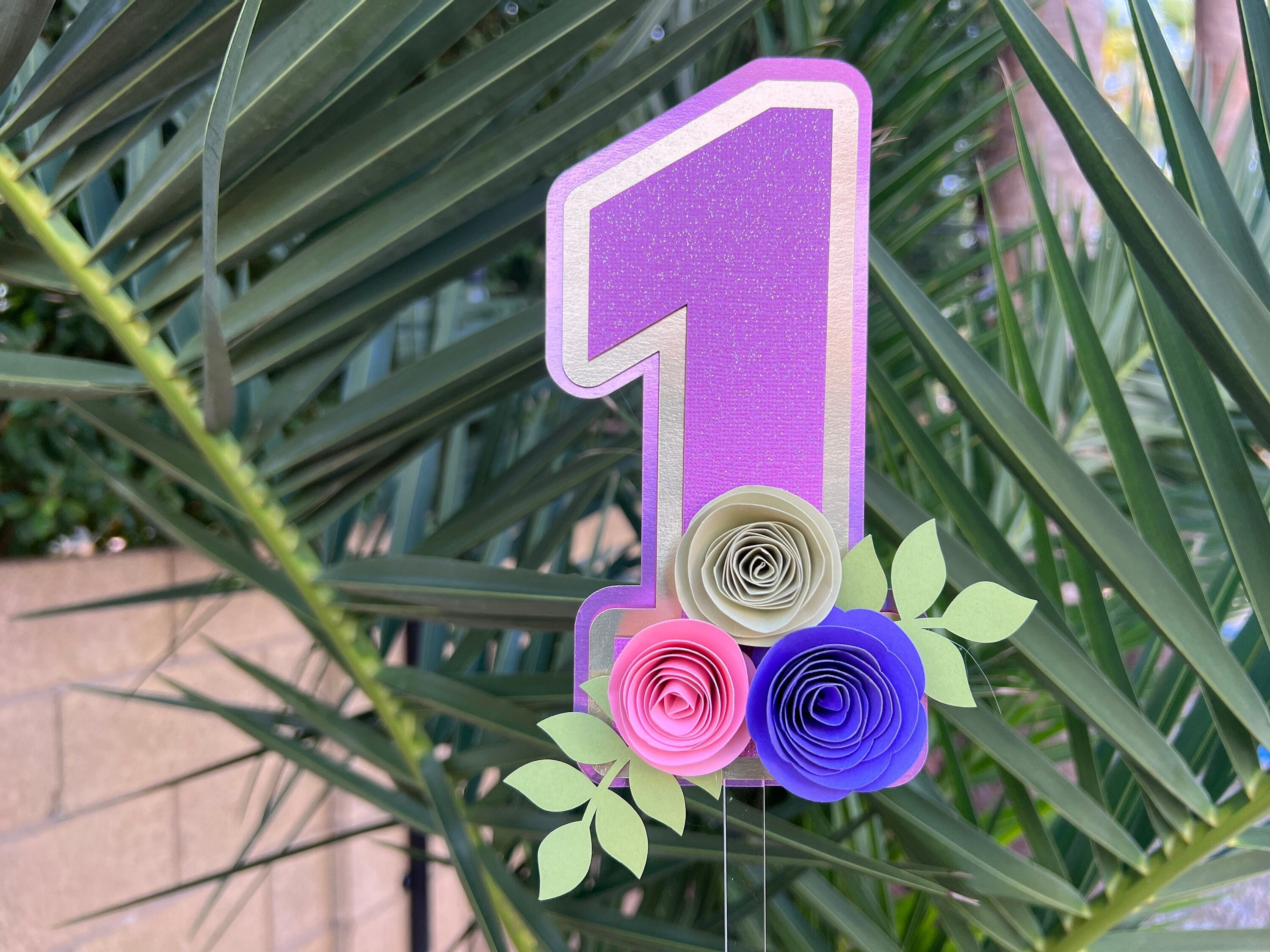 One Floral Cake Topper First Birthday Cake Topper Smash Cake Etsy