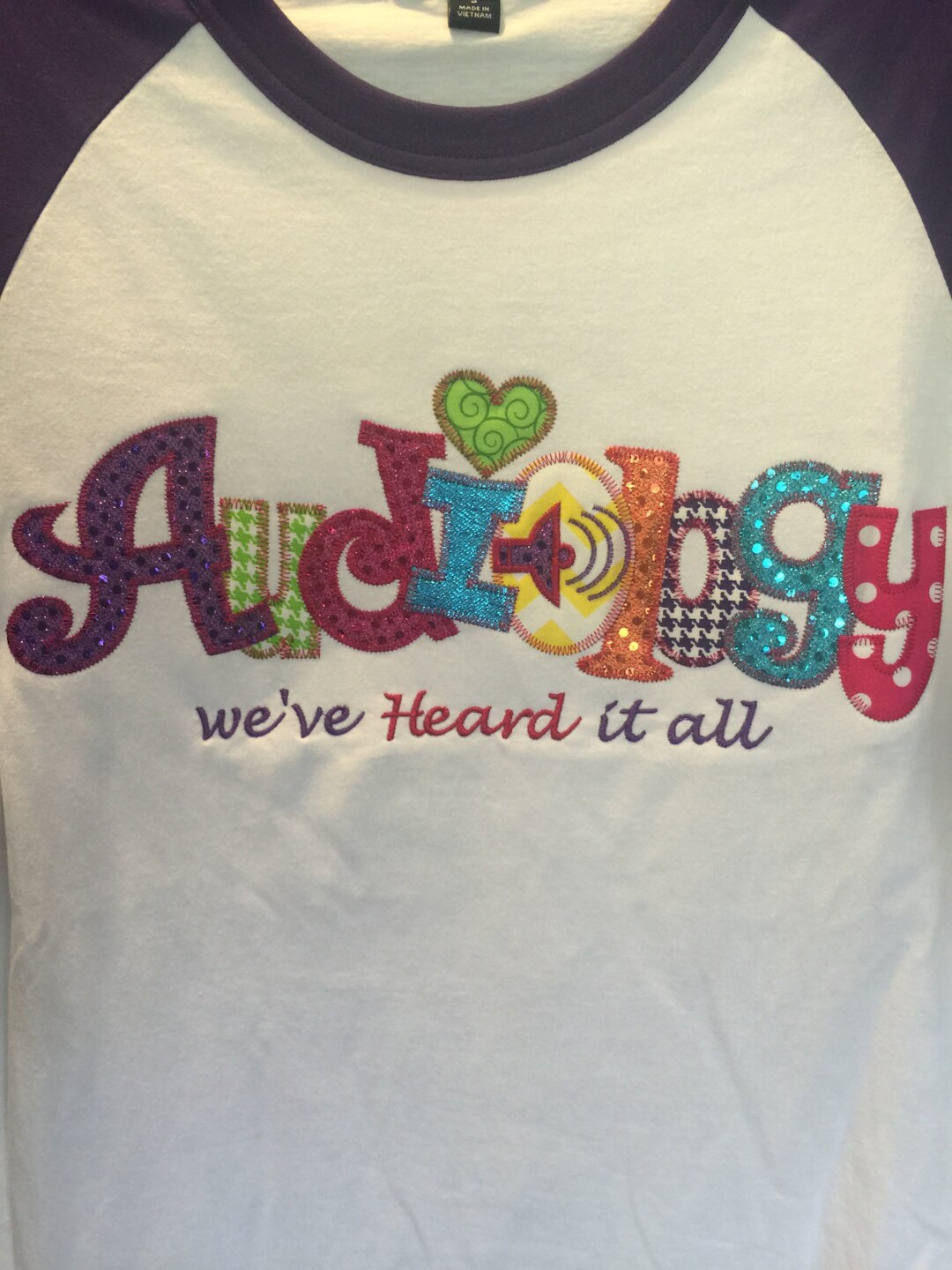 Audiology Applique Blingy Baseball Style T-shirt - Etsy
