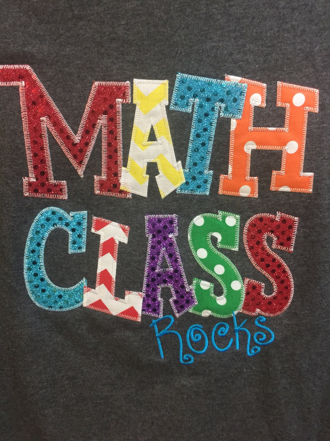 Math Class Rocks Applique Blingy Baseball Style T-shirt - Etsy