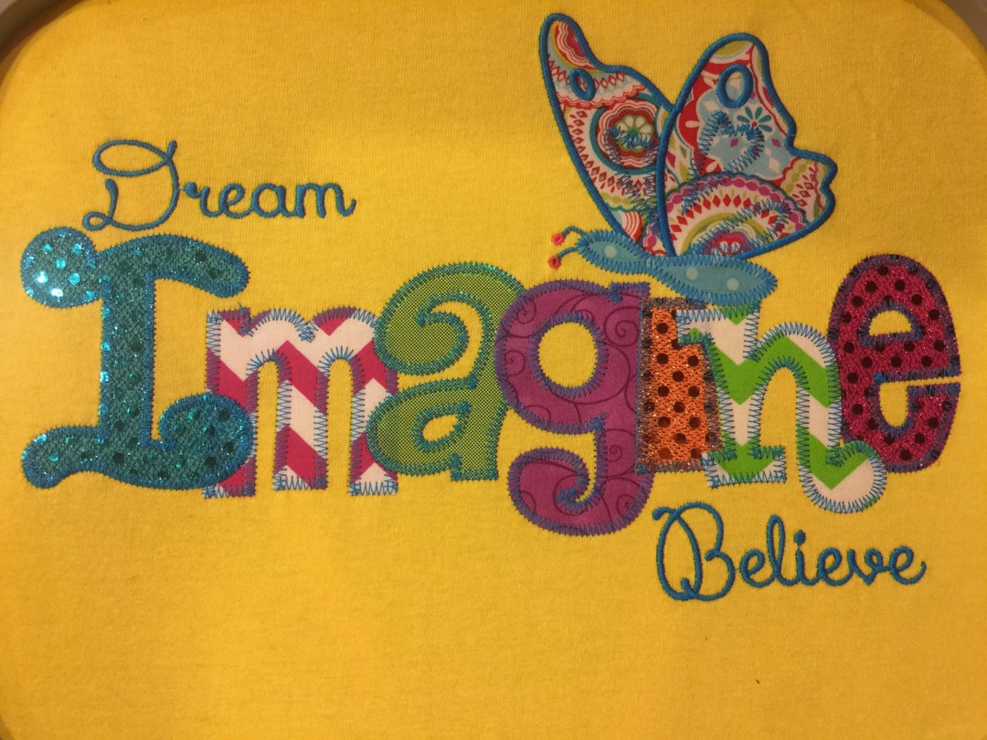 Imagine Dream Believe Applique Blingy T-shirt - Etsy