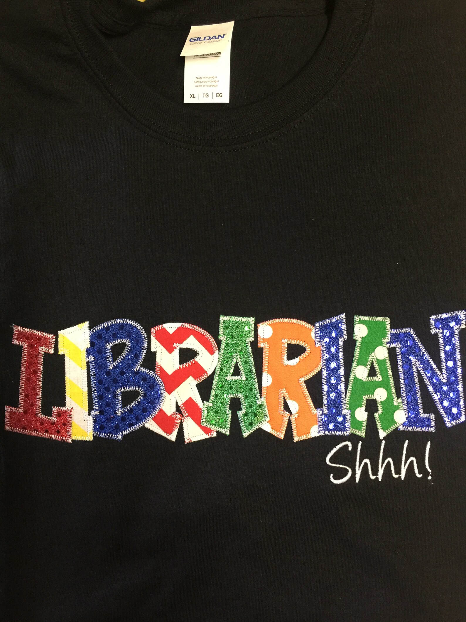 Librarian Shhh Applique Blingy T-shirt - Etsy