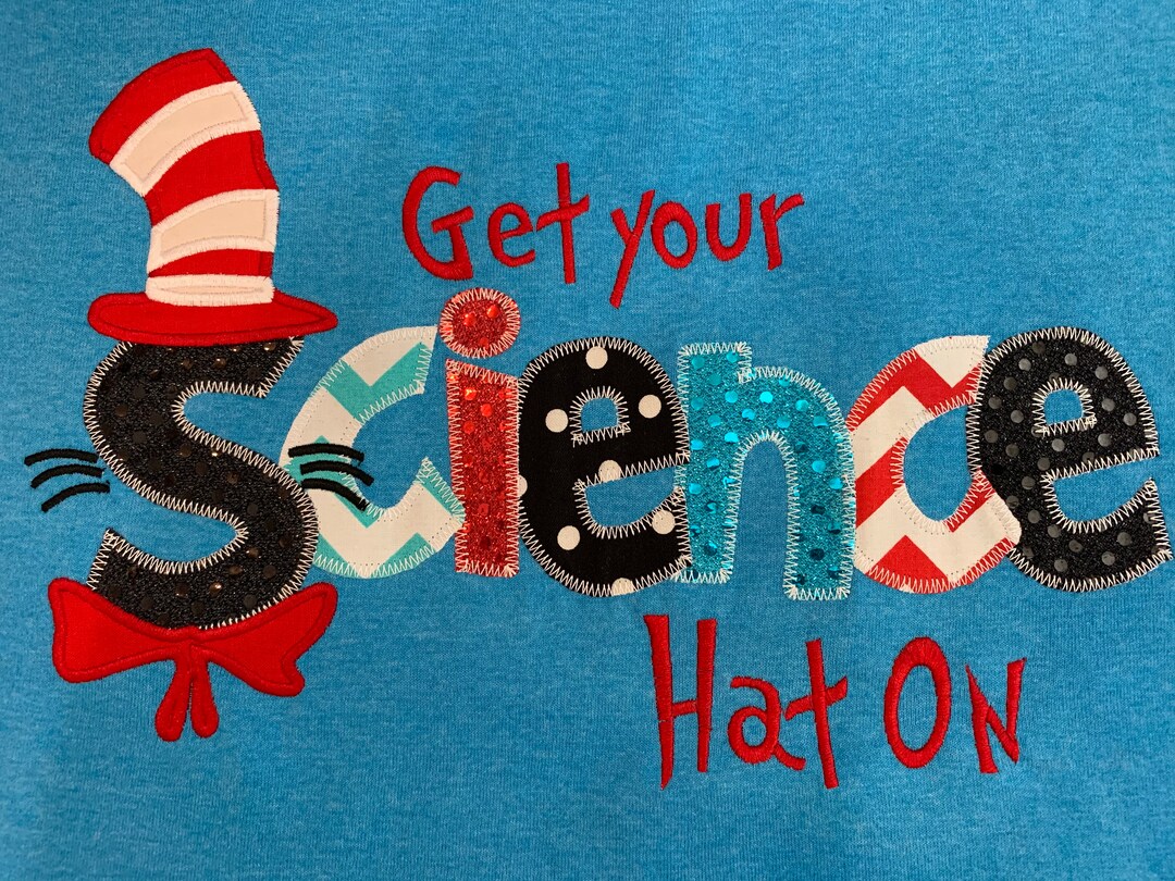 Science Hat on Applique Blingy T-shirt - Etsy