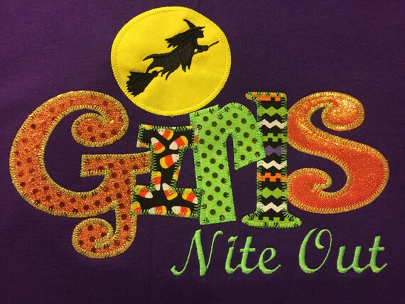 Girls Nite Out Witches Broom Halloween T-shirt Bling Custom | Etsy
