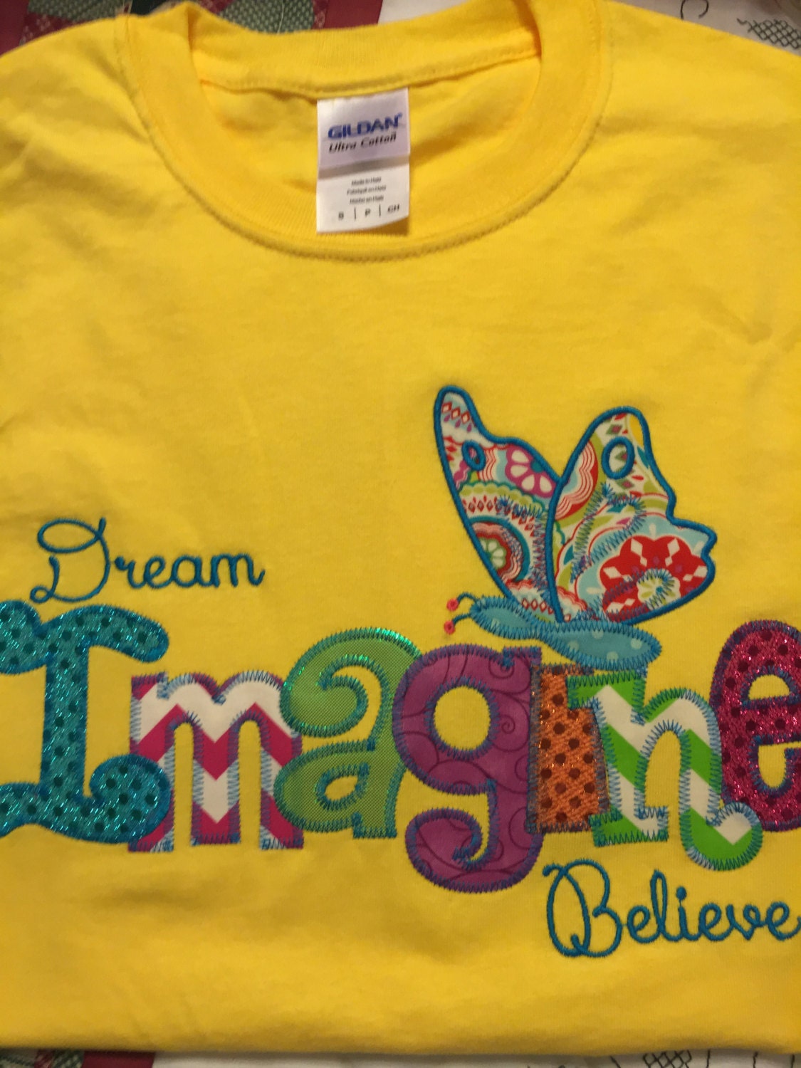 Imagine Dream Believe Applique Blingy T-shirt - Etsy