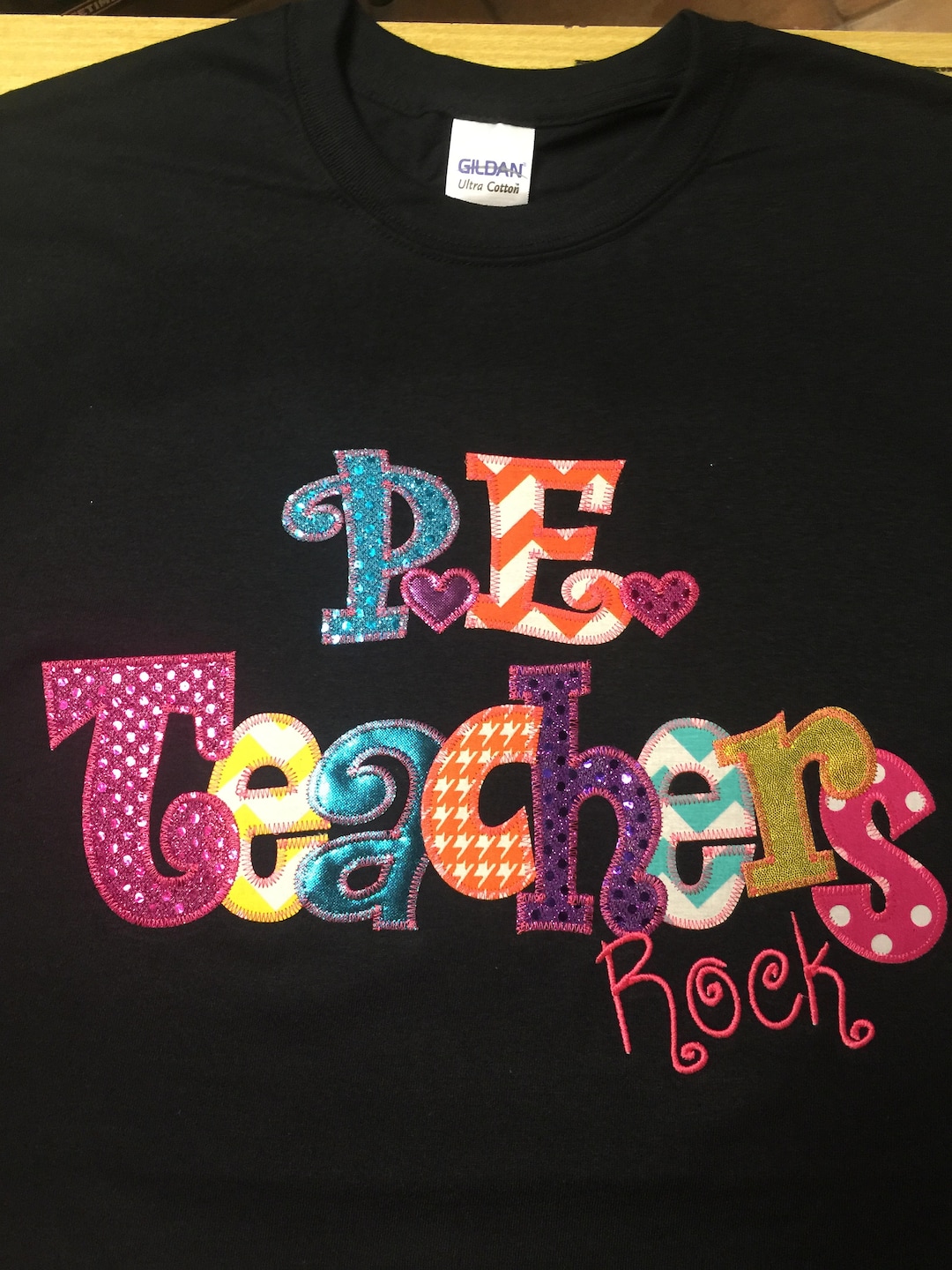 P.E. Teachers Rock Applique Blingy T-shirt - Etsy