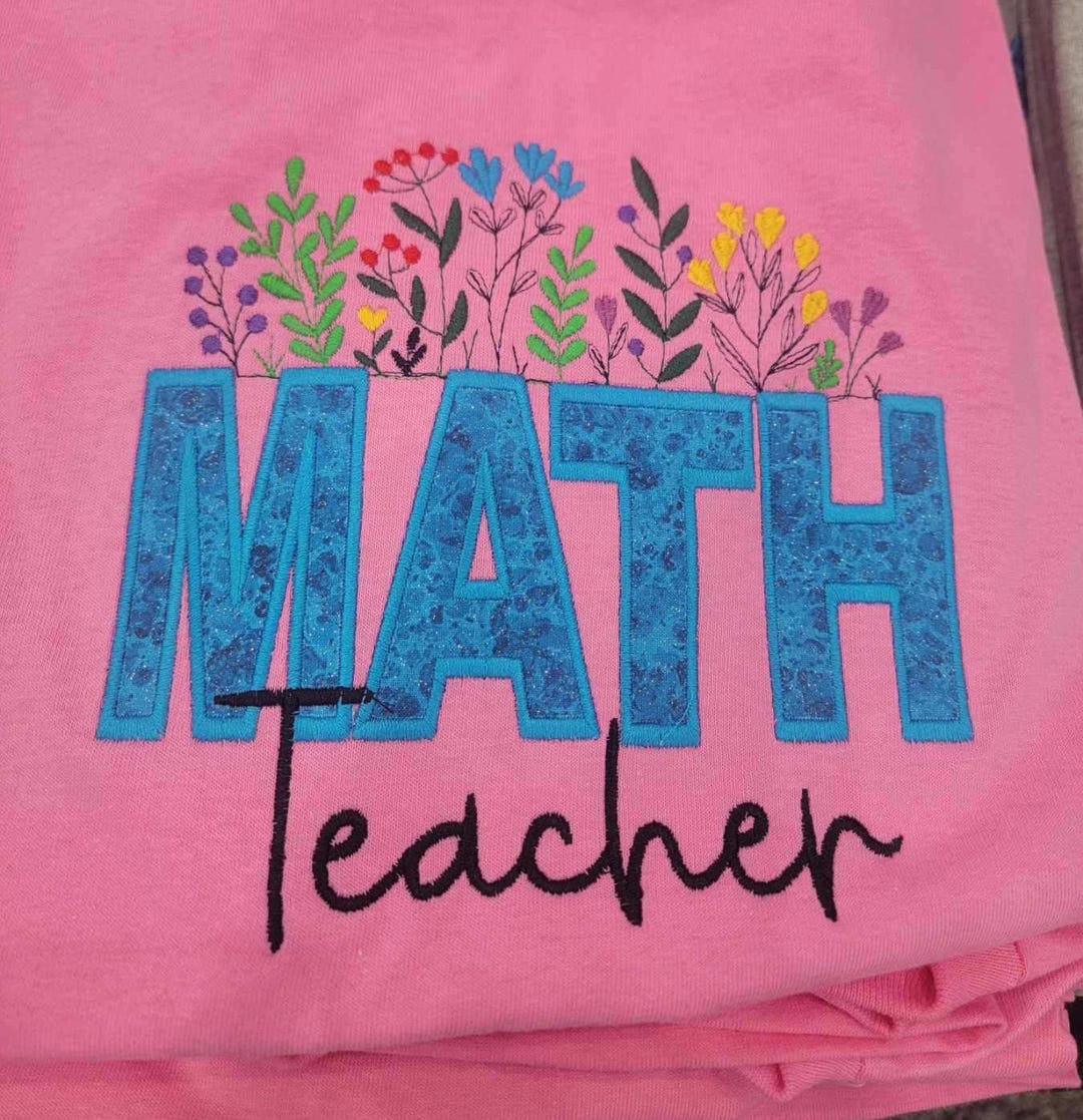 Math Teacher Floral Applique Embroidery Blingy Unisex Shirt - Etsy