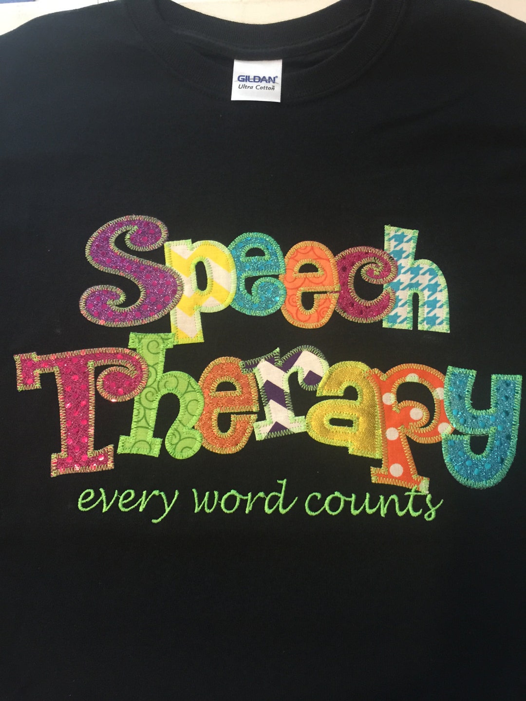 Speech Therapy Applique Blingy T-shirt - Etsy