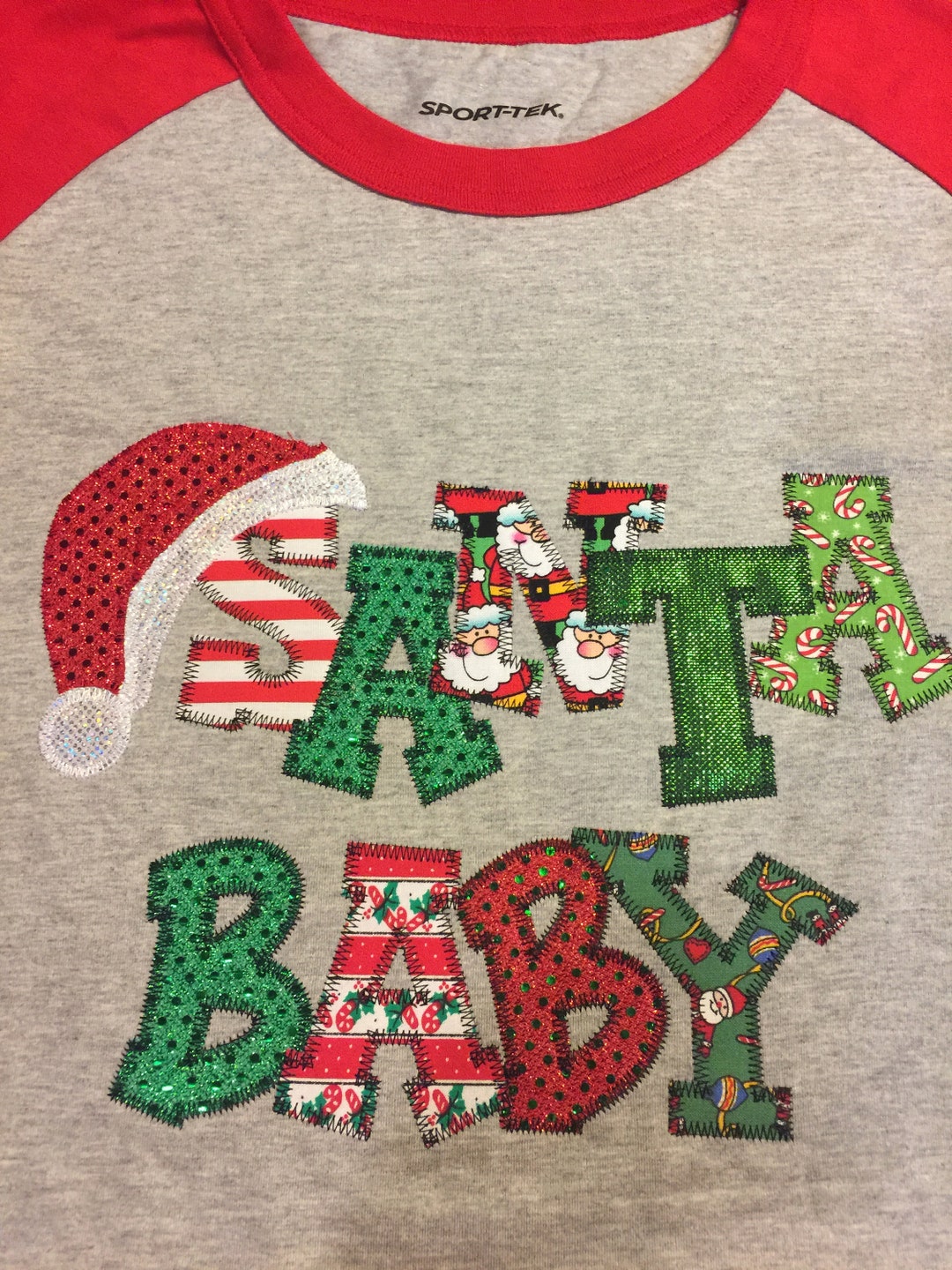 Santa Baby Applique Blingy Baseball Style T-shirt - Etsy