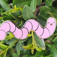 Worm Pin, Green and Pink Handsewn Felt Brooch - Etsy