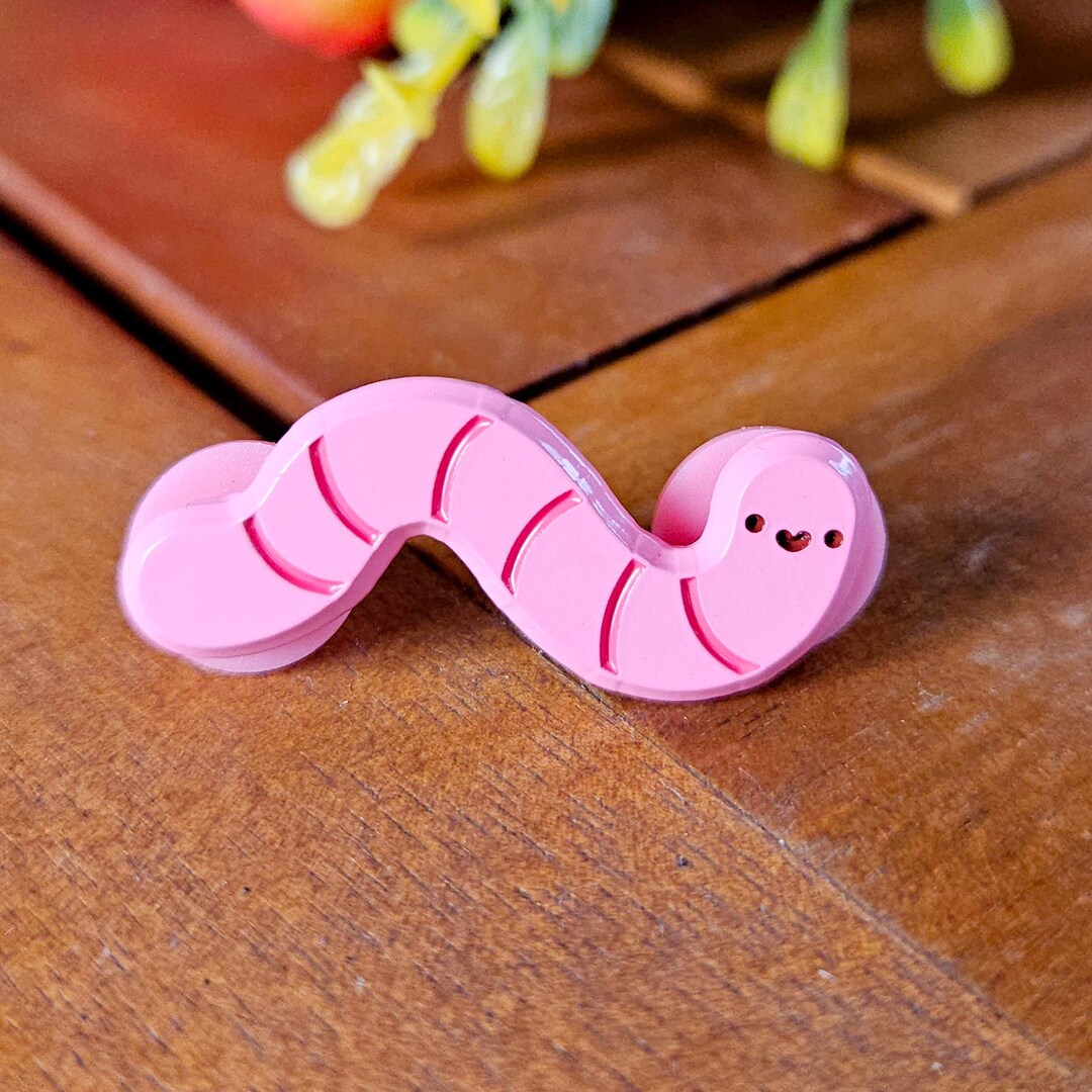 Wiggle Worm - Pink Dyed Soft Enamel Pin - Etsy