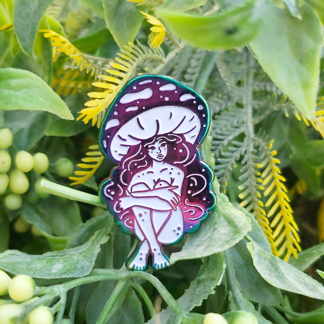 Violet Webcap Mushroom Girl - Rainbow Metal Soft Enamel Pin - Etsy