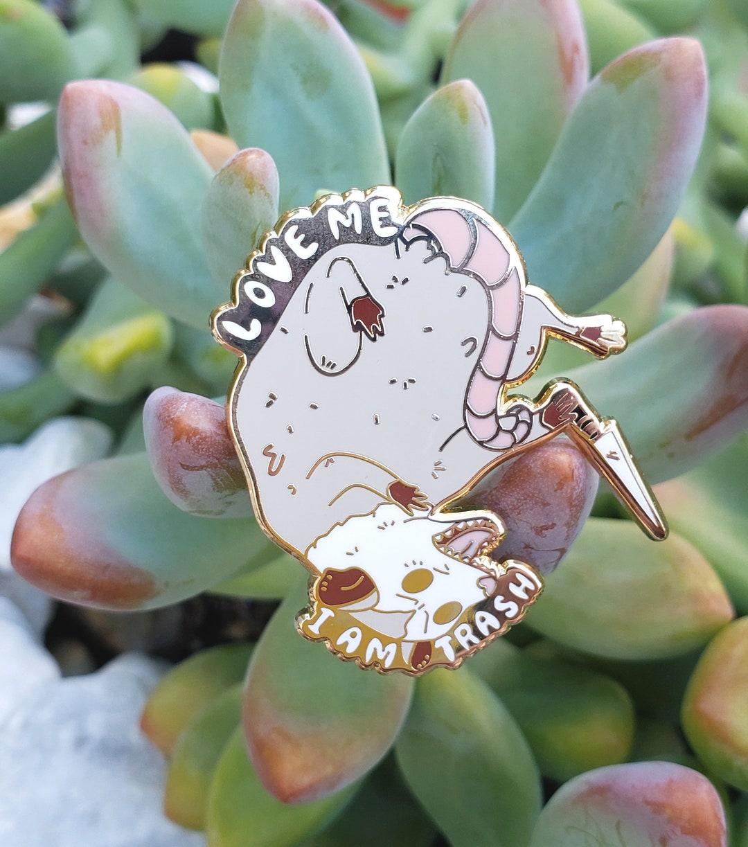 Opossum " Love Me I Am Trash" Trash Critter - Hard Enamel Pin - Etsy