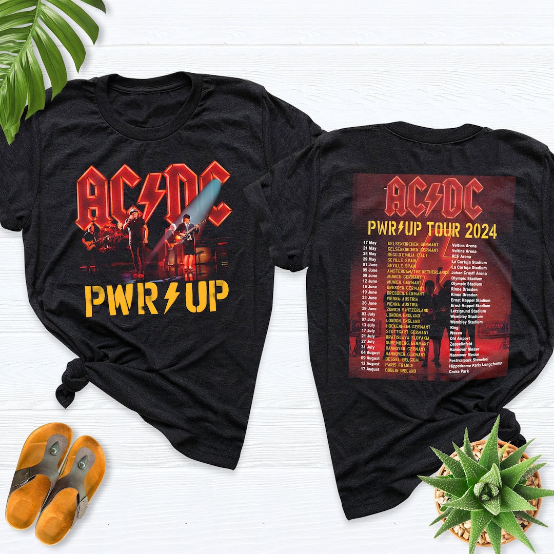Two Sided 2024 ACDC Pwr up World Tour Shirt, Rock Band ACDC Graphic ...