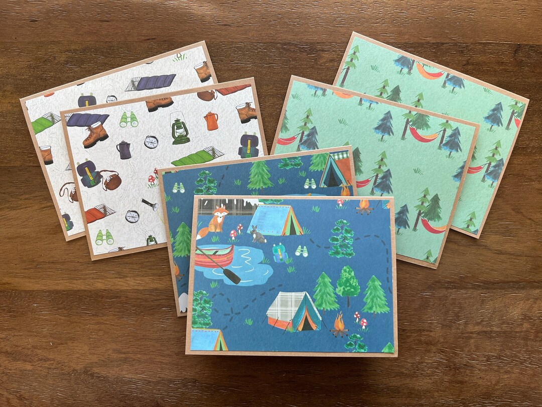Assorted Camping Note Cards With Envelopes - Woodsy Cards - Wildlife ...