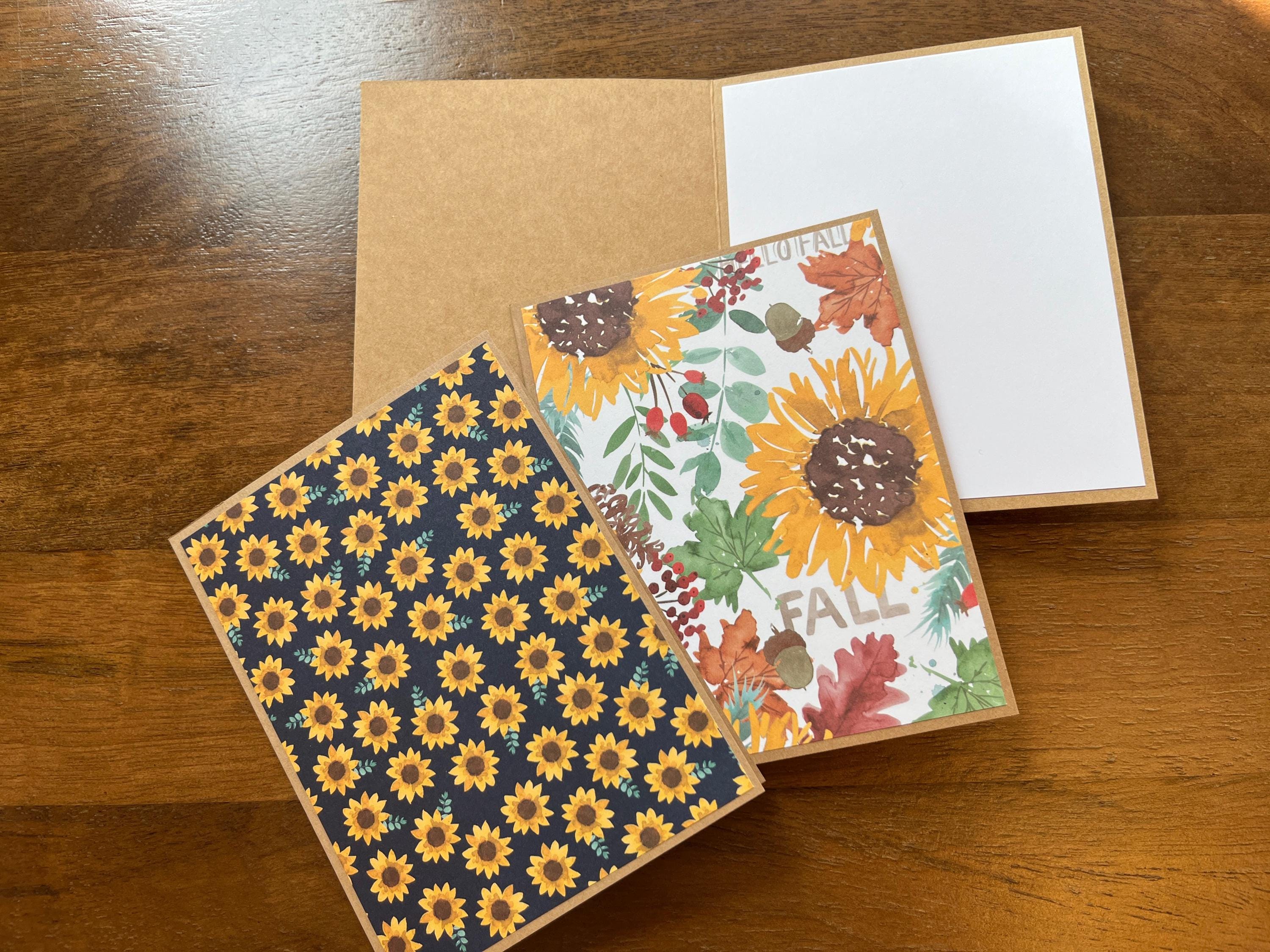 Assorted Sunflower Note Cards With Envelopes - Thank You Cards - Fall Note Cards - Autumn Note ...