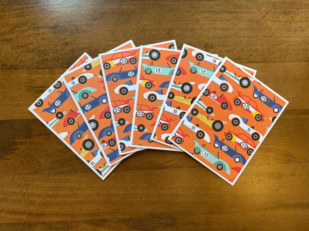 Race Car Note Cards With Envelopes - Birthday Note Cards - Thank You ...