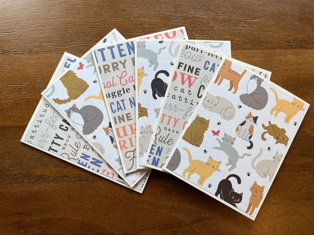 Assorted Cat Note Cards With Envelopes - Feline Note Cards - Furry ...