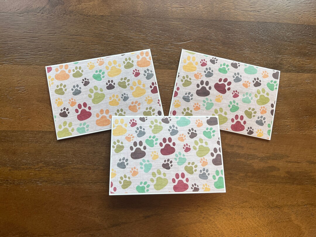 Puppy Paws Note Cards With Envelopes - Dog Paw Cards - Pet Note Cards ...