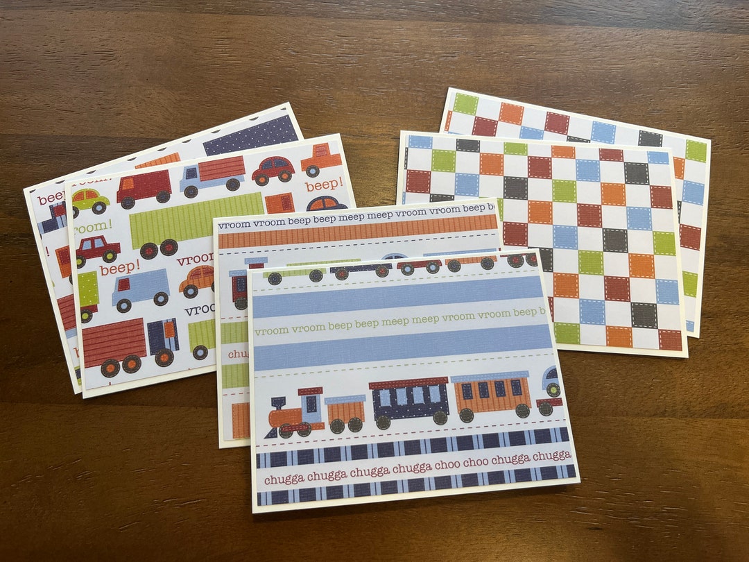 Assorted Truck and Train Note Cards With Envelopes - Kids Cards - Cars ...