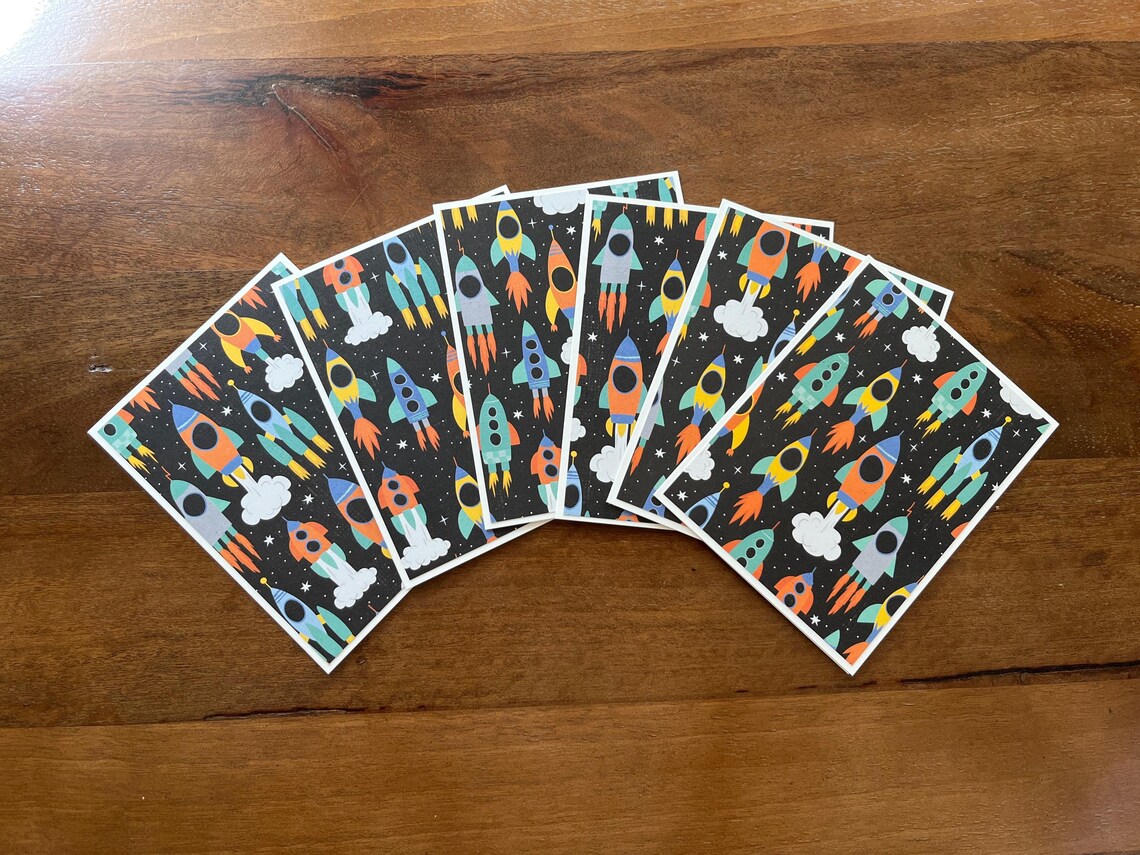 Rocket Note Cards With Envelopes - Space Note Cards - Birthday Cards ...