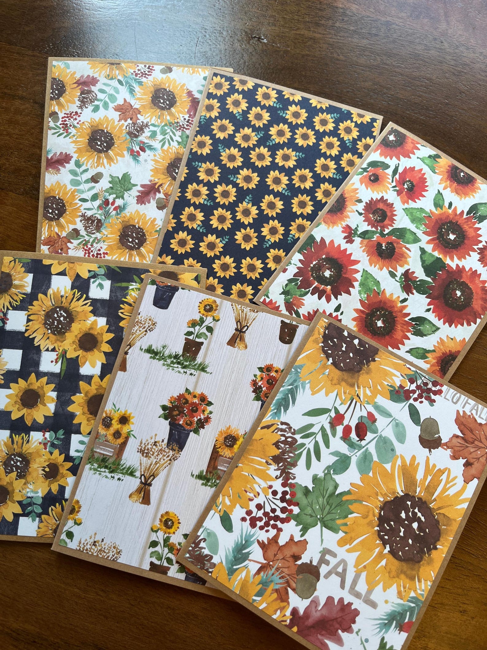 Assorted Sunflower Note Cards With Envelopes - Thank You Cards - Fall Note Cards - Autumn Note ...