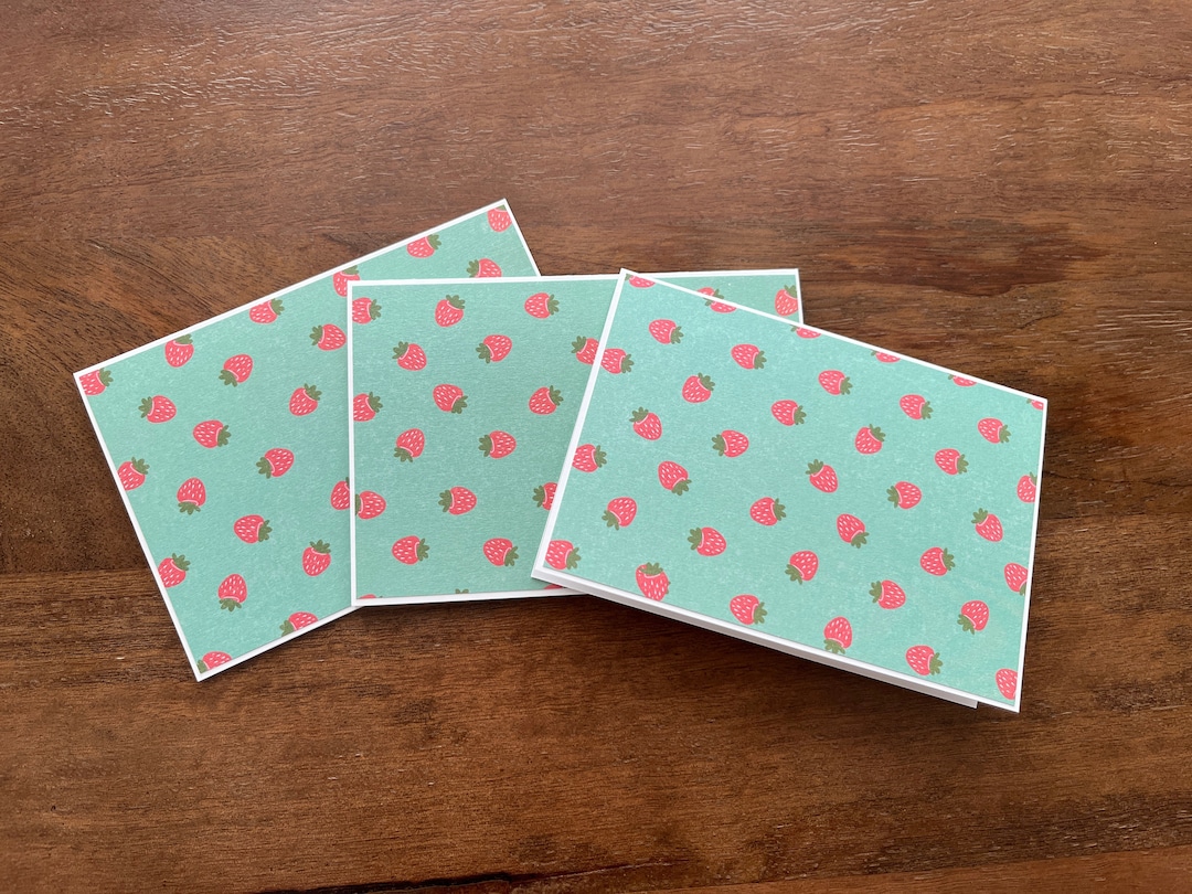 Strawberry Note Cards With Envelopes - Fruit Note Cards - Hello Note ...