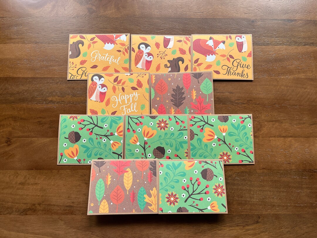 Assorted Fall Note Cards With Envelopes - Thanksgiving Note Cards ...
