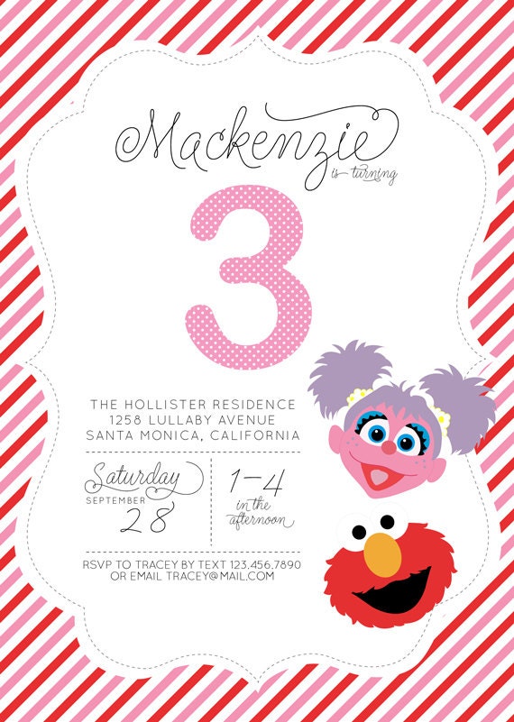 Abby Cadabby Invitation Elmo Invitation Abby Cadabby And Etsy