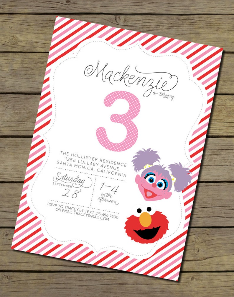 Abby Cadabby Invitation Elmo Invitation Abby Cadabby And Etsy