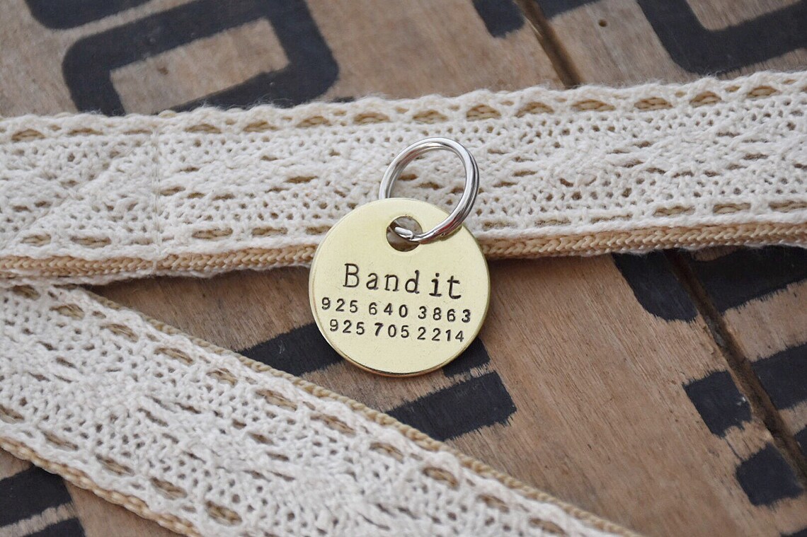 Custom Pet Tag Two Phone Numbers Handstamped Personalized - Etsy