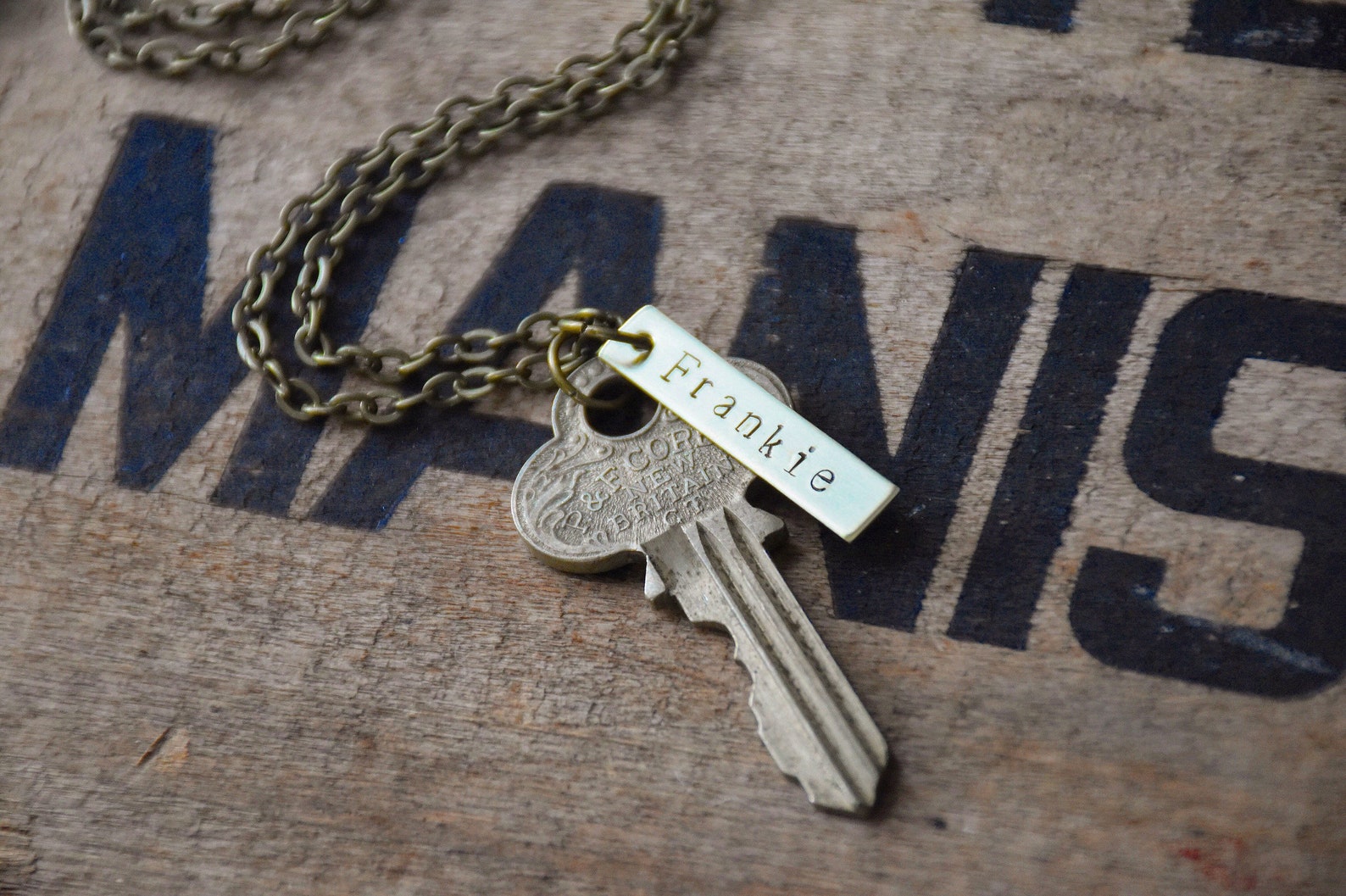 Custom Key Necklace - Vintage Hand Stamped Jewelry - Personalized ...