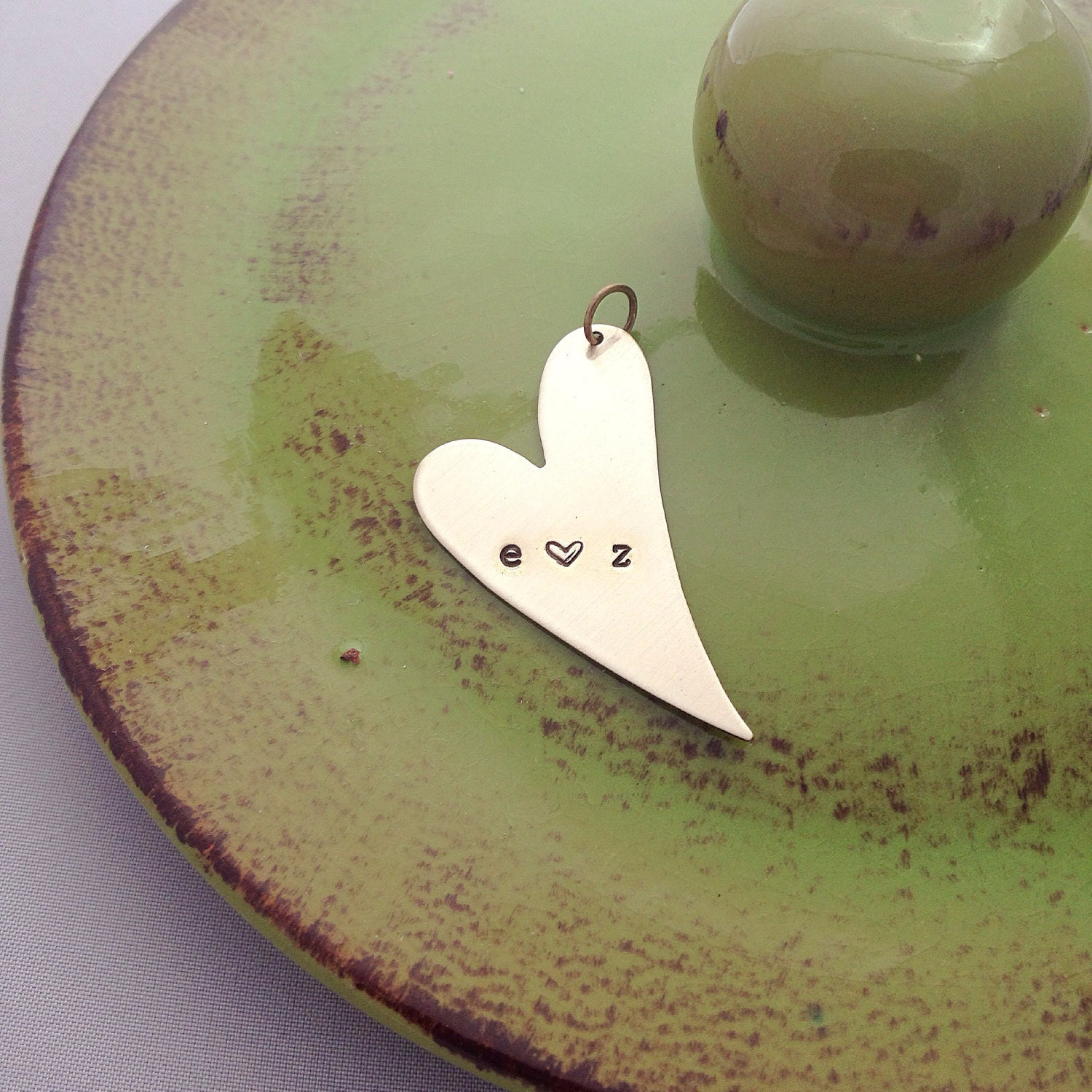 Custom Heart Charm Personalized Hand Stamped Metal Heart | Etsy
