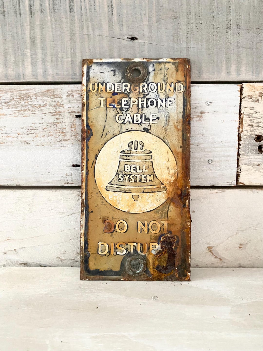 Vintage Bell Sign - Bell AT&T Porcelain Signs - Underground Telephone ...