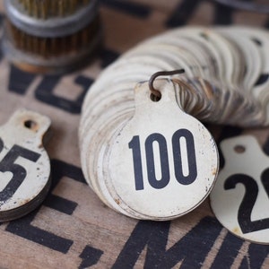 Vintage Cow Tag 1-100 - Metal Number Tags - Farm Livestock Ear Tag ...
