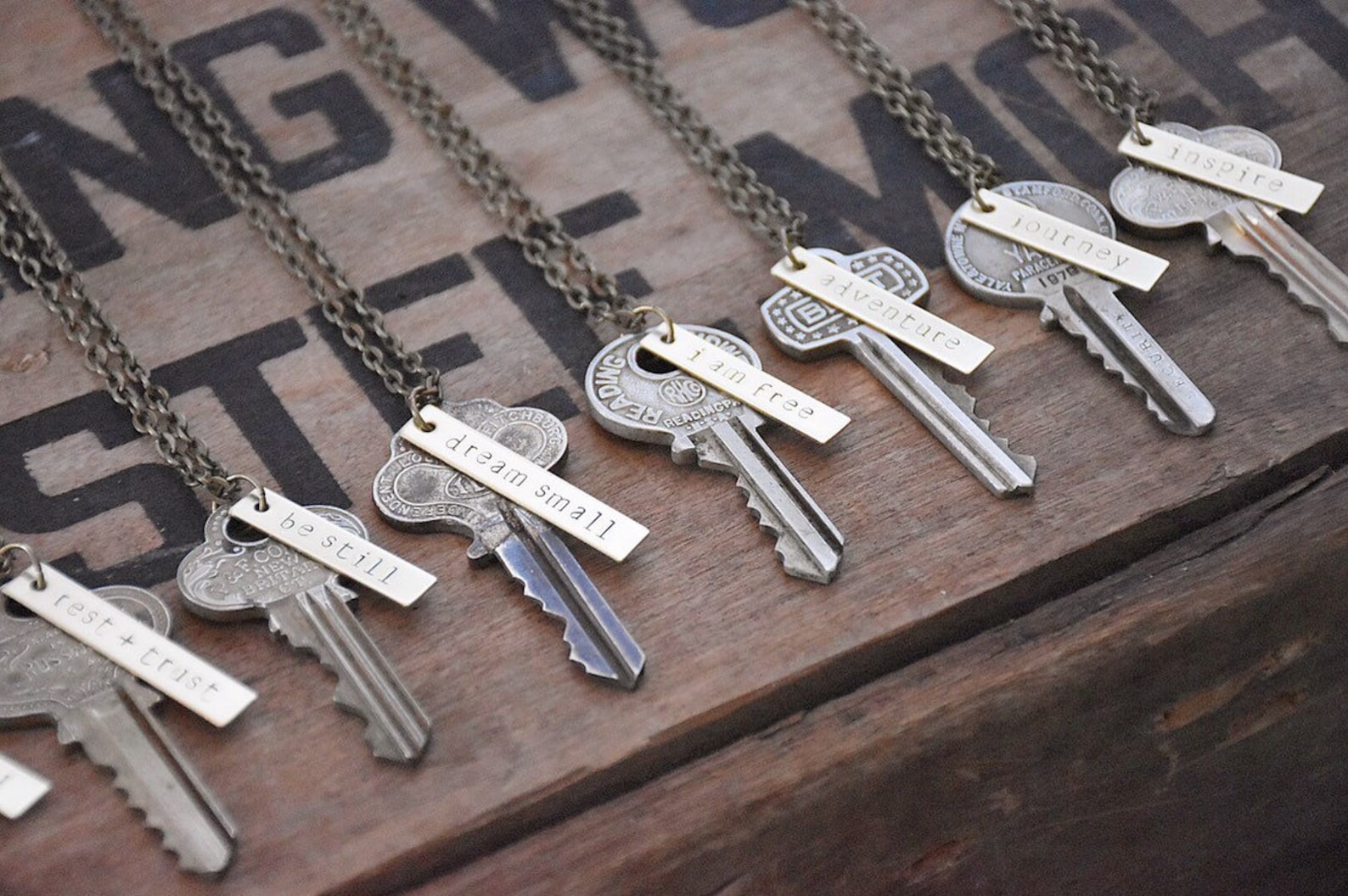 Custom Key Necklace - Vintage Hand Stamped Jewelry - Personalized ...