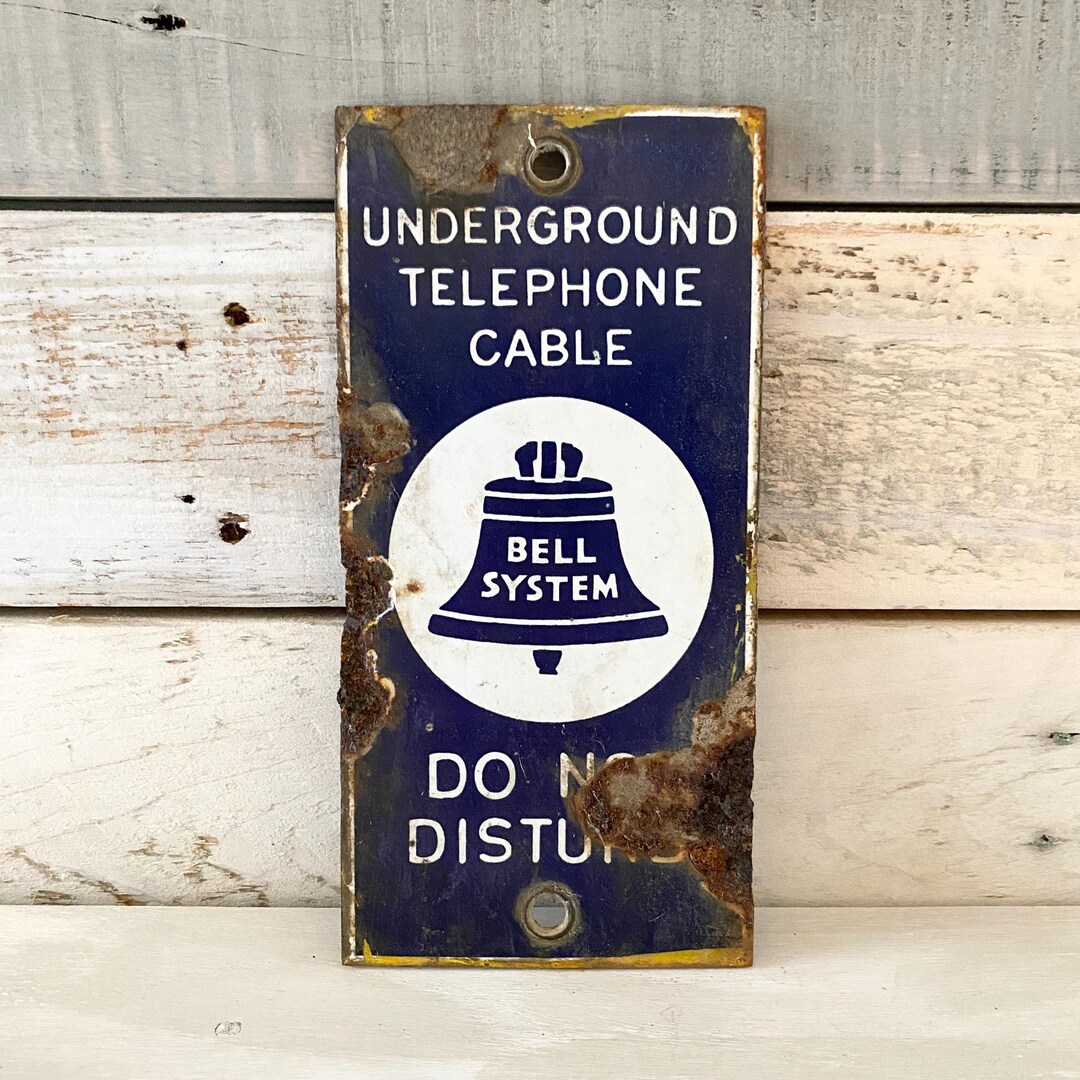 Vintage Bell Sign - Bell AT&T Porcelain Signs - Underground Telephone ...