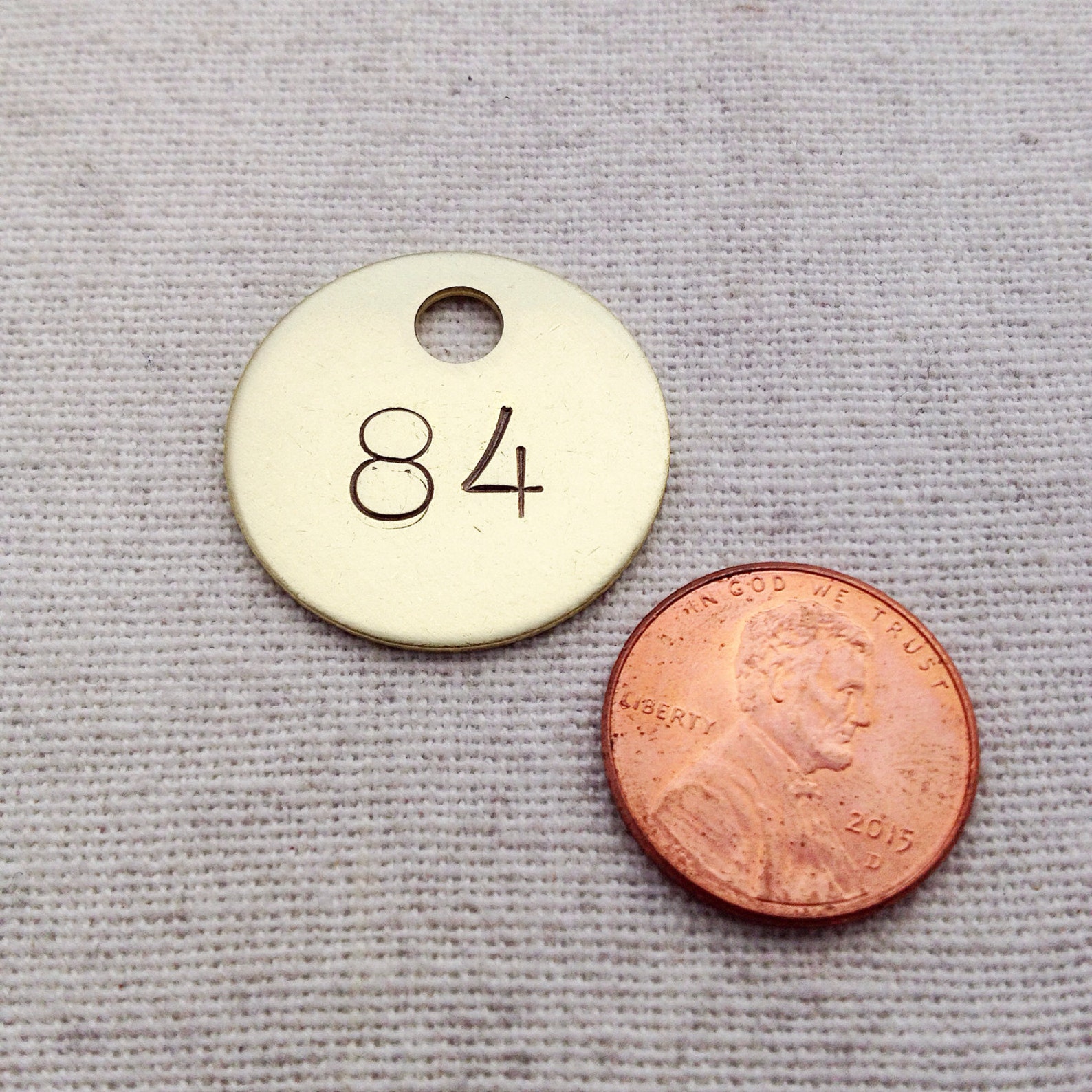 Brass Number Disc - Hand Stamped 1 Inch Tag - DIY Craft Label - Rustic ...