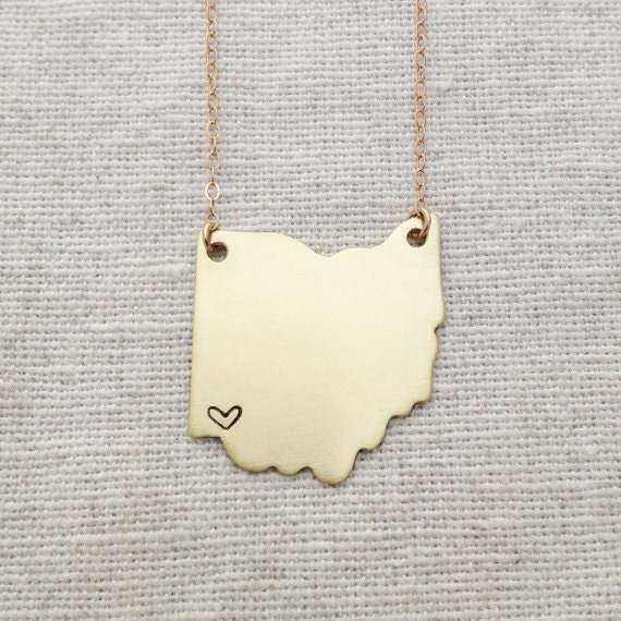 Custom State Necklace - Hand Stamped United States Necklace ...