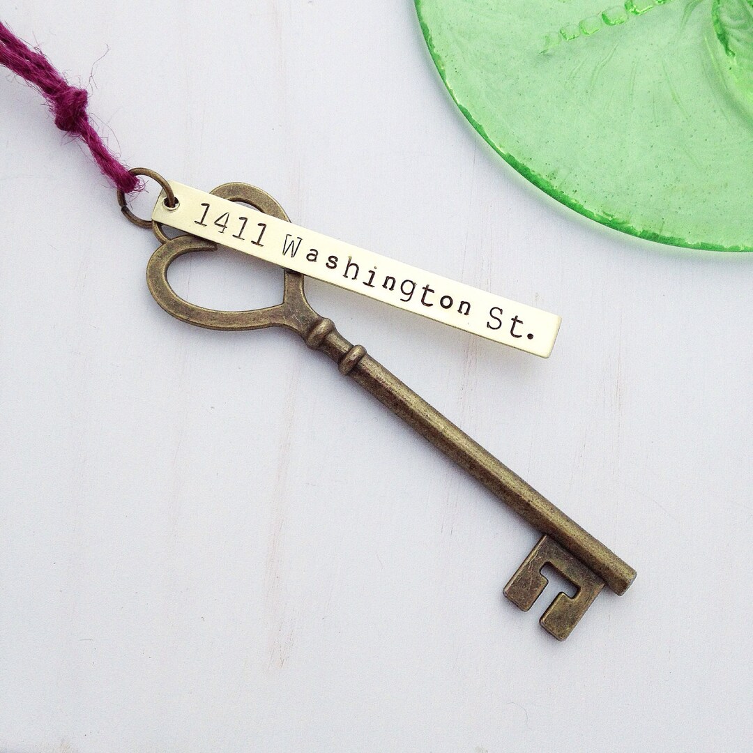 First Home Ornament - Custom Hand Stamped Wedding Skeleton Key ...