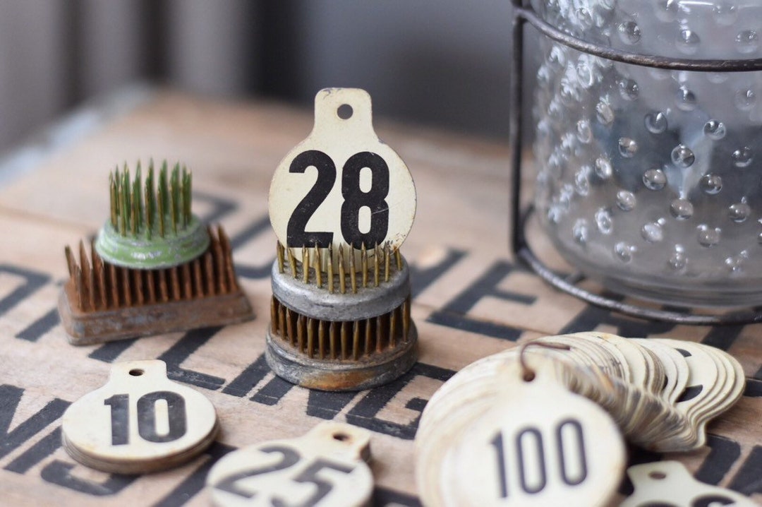 Vintage Cow Tag 1-100 - Metal Number Tags - Farm Livestock Ear Tag ...