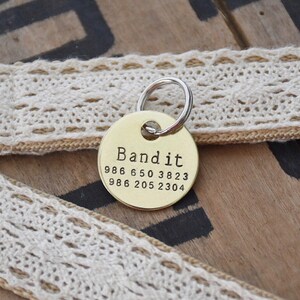 Custom Pet Tag - Two Phone Numbers - Handstamped Personalized Dog ID ...