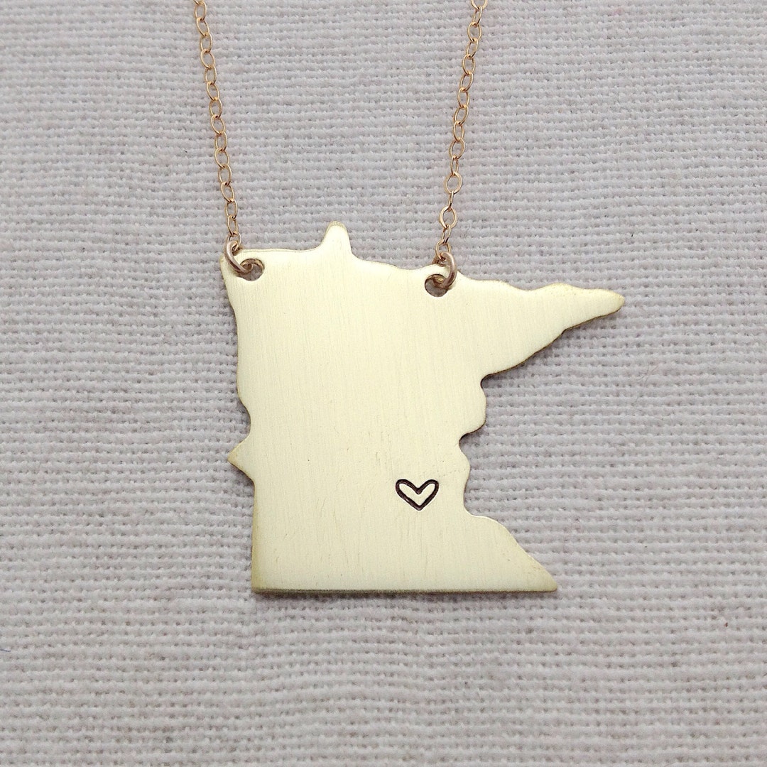 Personalized Minnesota Necklace - Custom Hand Stamped State of MN ...