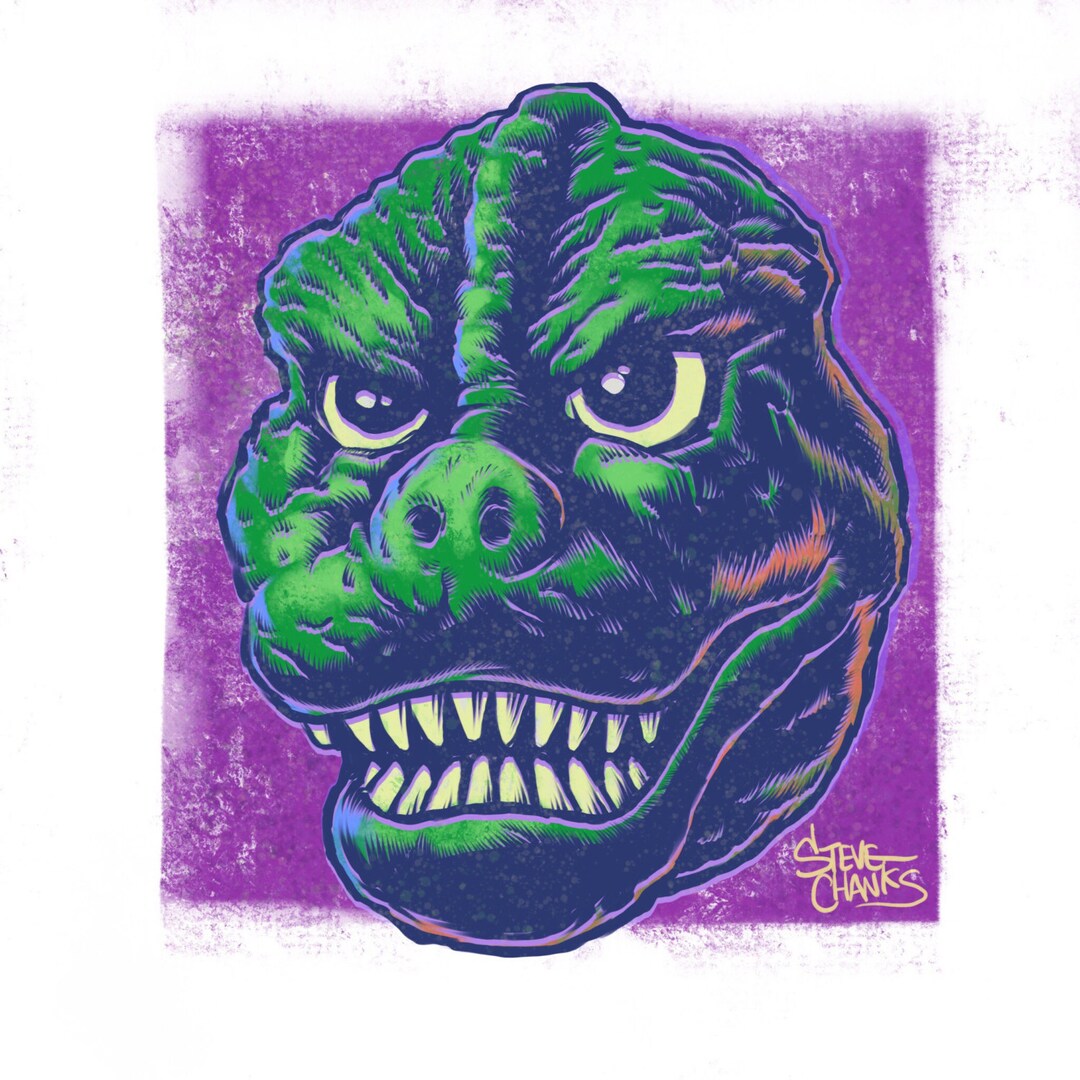 GODZILLA - Monster Head Print - by Steve Chanks - Etsy