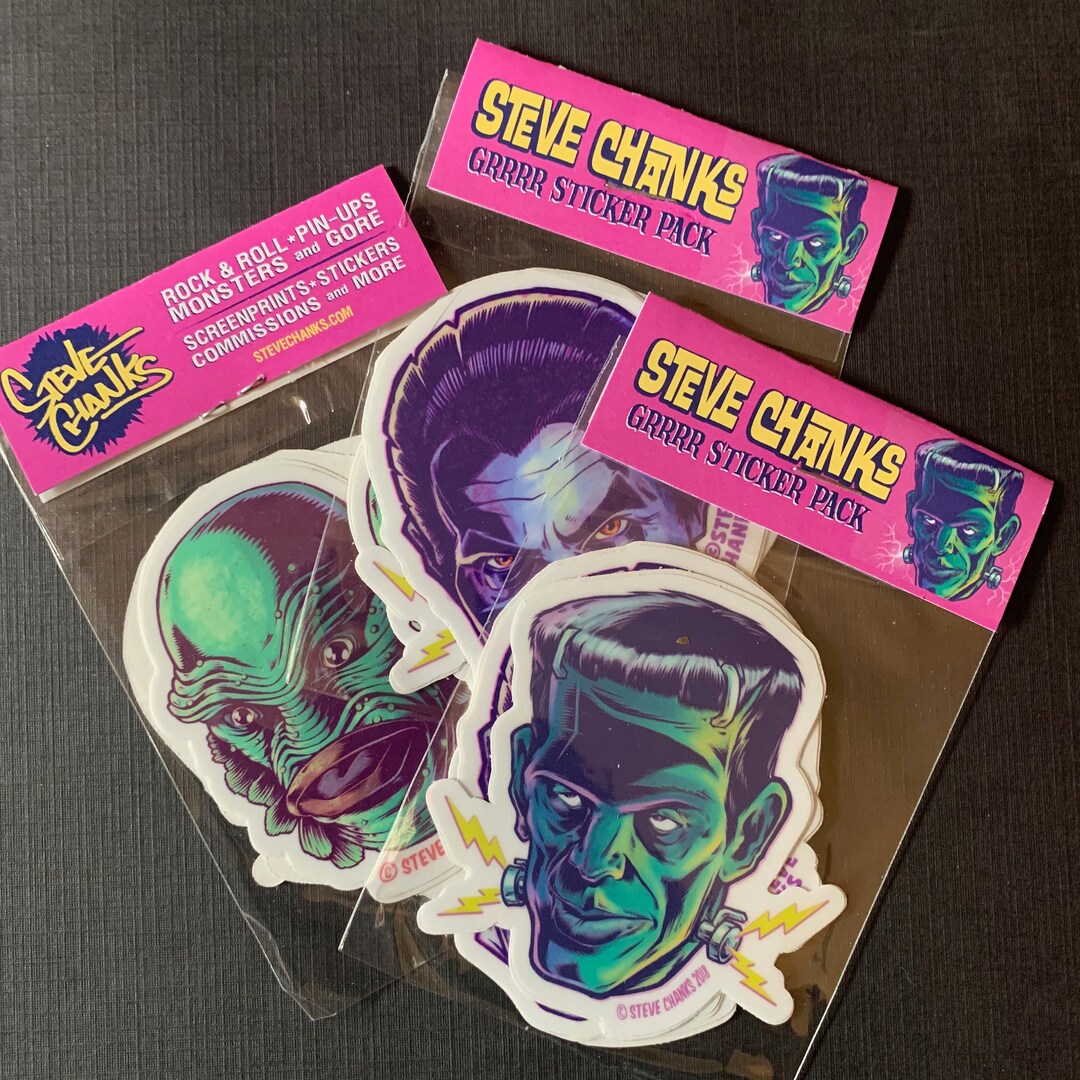GRRRRR Sticker 4 Pack - Monster Head Stickers - by Steve Chanks - Etsy