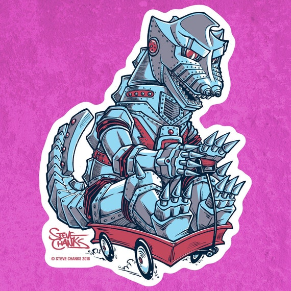 MECHAGODZILLA STICKER 4x5 Inch by Steve Chanks | Etsy