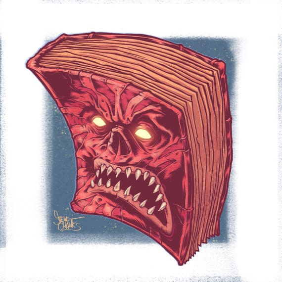 NECRONOMICON EX MORTIS Monster Head Print by Steve Chanks | Etsy